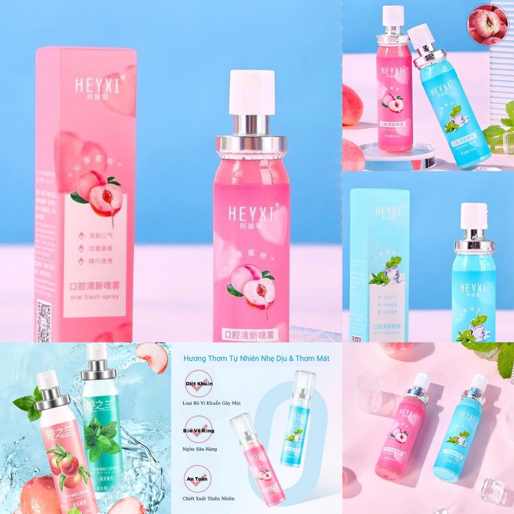 Xịt thơm miệng dạng chai Heyxi 20ML Vị Đào/ Bạc Hà | Shopee Việt Nam