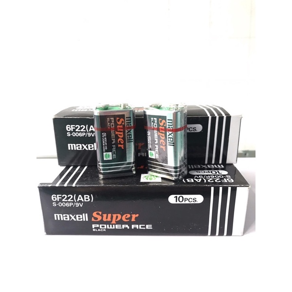 Pin 9V vuông MAXELL đen (6F22) dùng cho Micro, máy đo mạng, đồ chơi ...