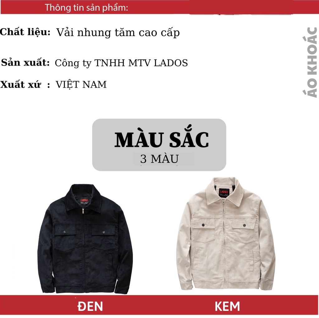 Áo khoác nam nhung tăm cao cấp có túi trong LADOS 2052 form đẹp, trẻ ...