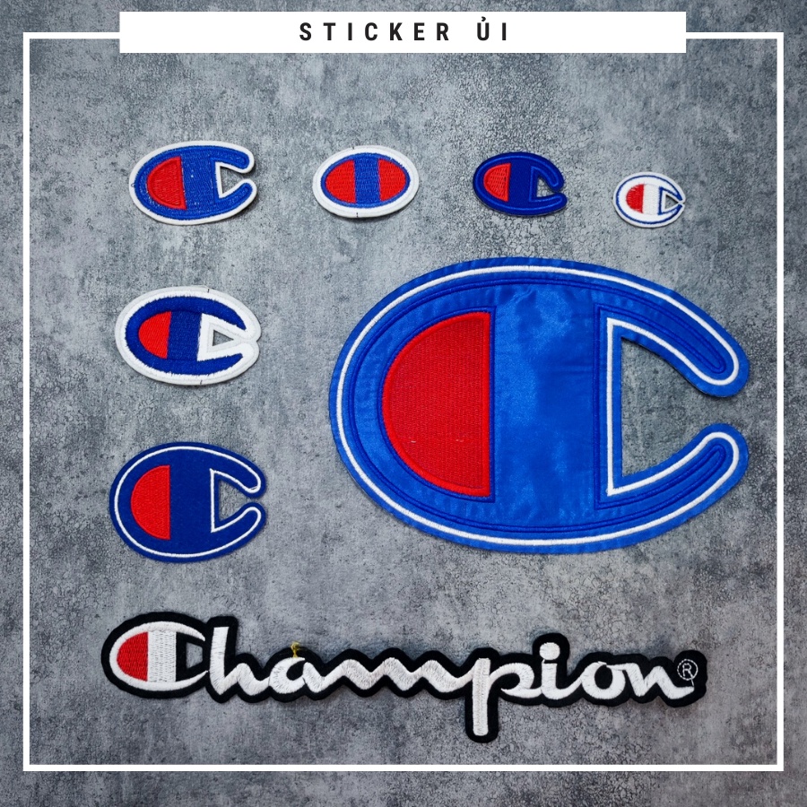 Sticker ủi áo cao cấp CÓ SẴN KEO ỦI,sticker CHAMPION dán quần áo dùng ...