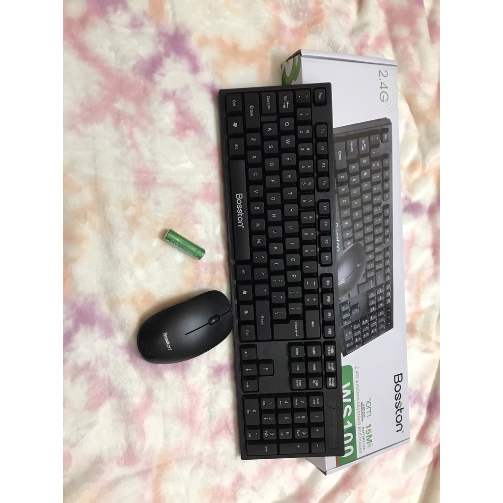Combo Bàn Phím Chuột Máy Vi Tính Laptop Văn Phòng Không Dây BOSSTON WS100 USB Chuyên Game ...