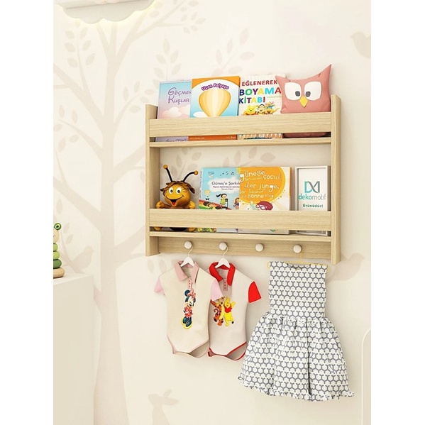 ANHA KIDS Kệ đa năng treo tường, kệ sách gỗ trẻ em montessori chất liệu ...