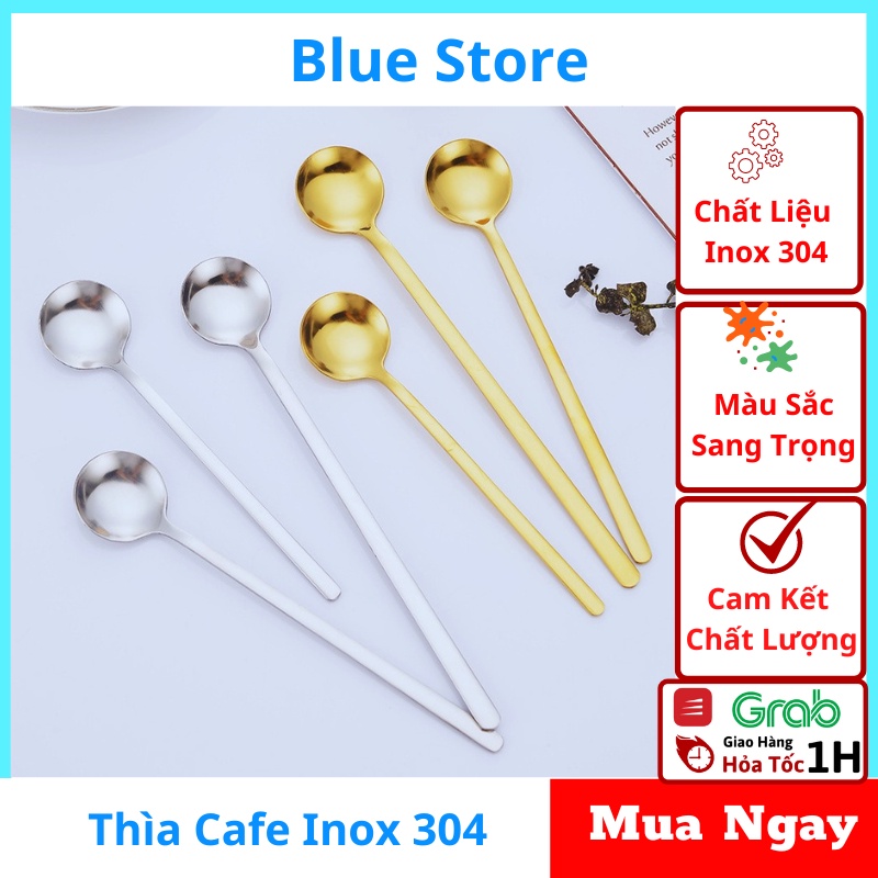 Thìa cafe, muỗng cafe, thìa dài uống pha trà inox 304 cao cấp, hai màu ...