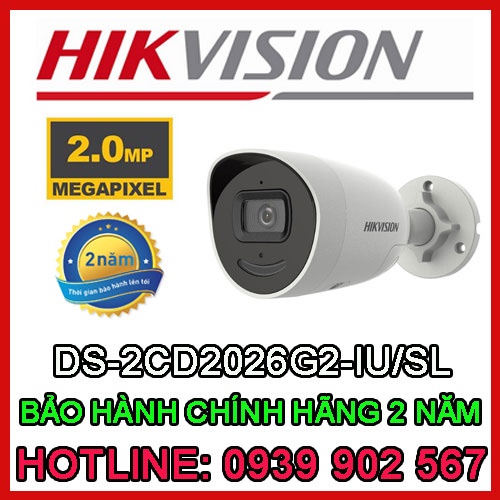 Camera IP chống báo động giả, hỗ trợ đèn & còi 2.0 Megapixel HIKVISION DS-2CD2026G2-IU/SL ...