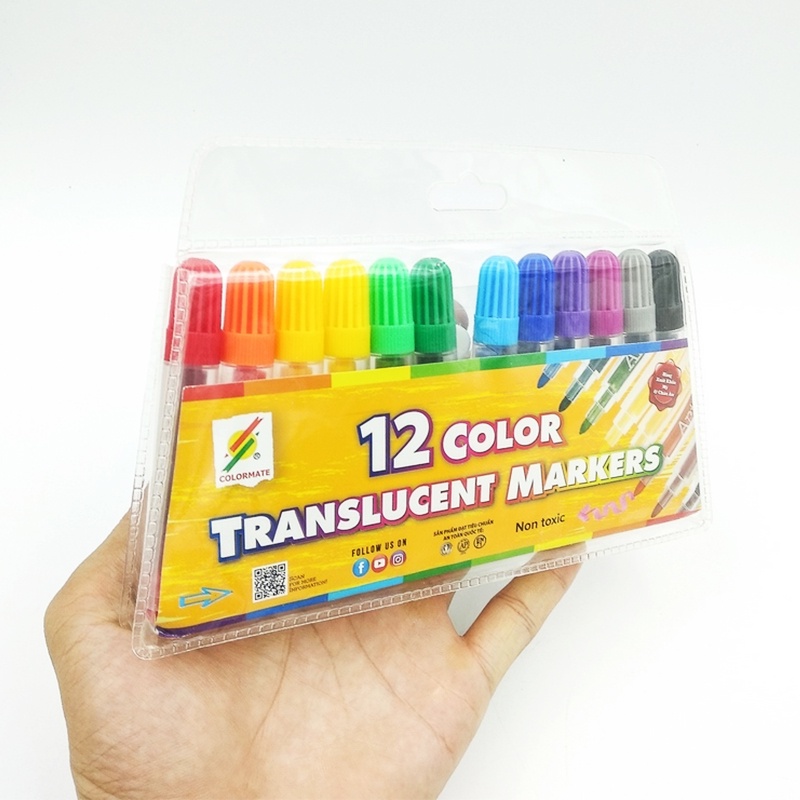 Bút lông vẽ Translucent Markers Colormate túi nhựa 12 cây | Shopee Việt Nam
