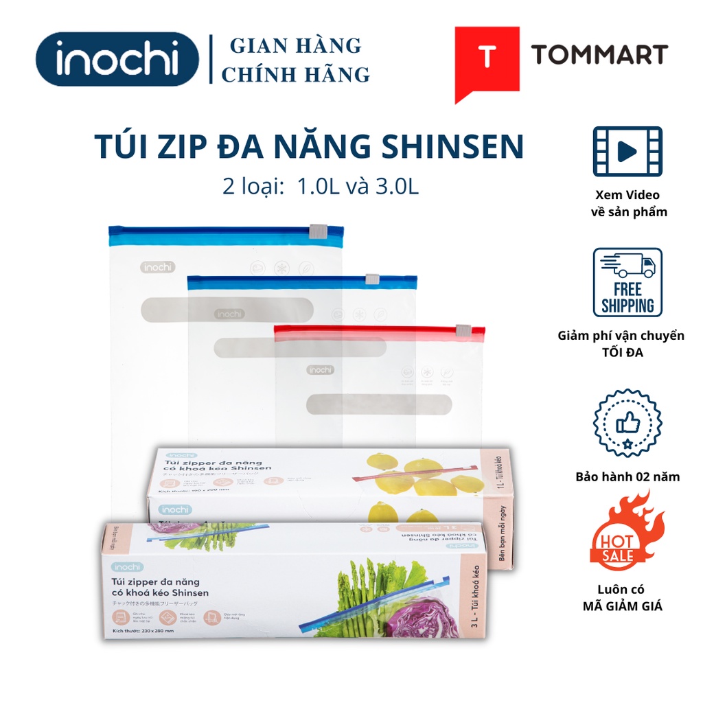 Túi Zip đựng thực phẩm tái sử dụng đa năng khóa kéo Shinshen Inochi 1L ...