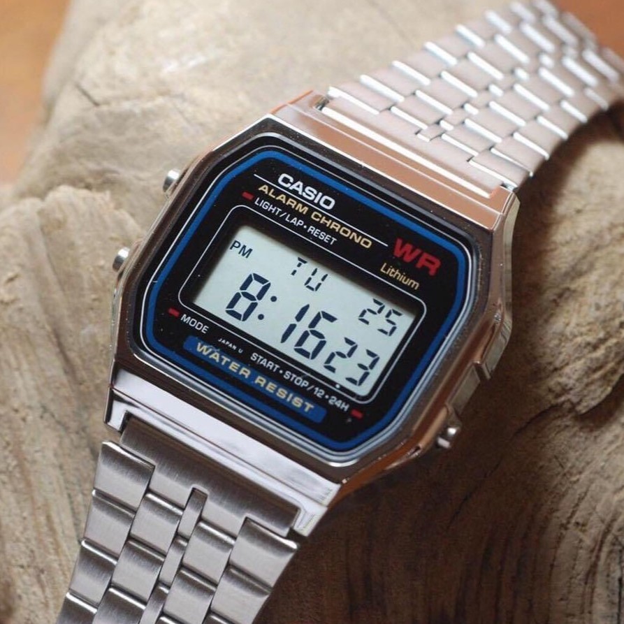 Đồng hồ Casio điện tử đôi nam nữ A159 -WA chống nước tuyệt đối mặt vuông nhiều màu sang trọng ...