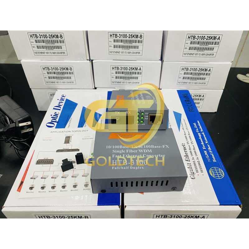 Converter quang Netlink 1 sợi, Bộ chuyển đổi quang điện Netlink HTB-3100 A-B 10/100M 1 Sợi Nguồn ...