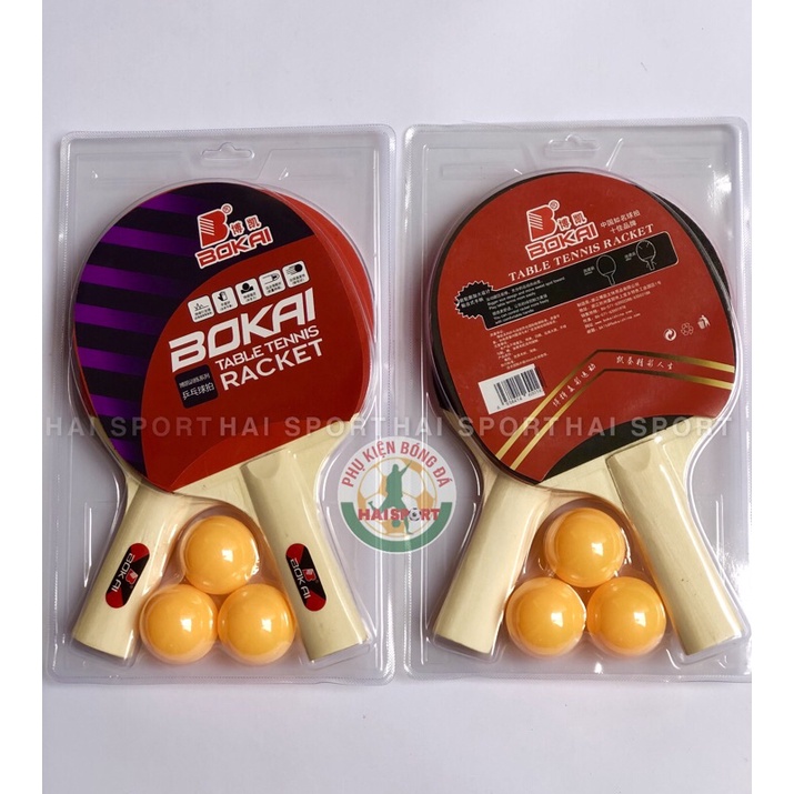 Bộ 2 Vợt bóng bàn BOKAI -Kèm 3 quả bóng -Dành cho người mới tập chơi ...