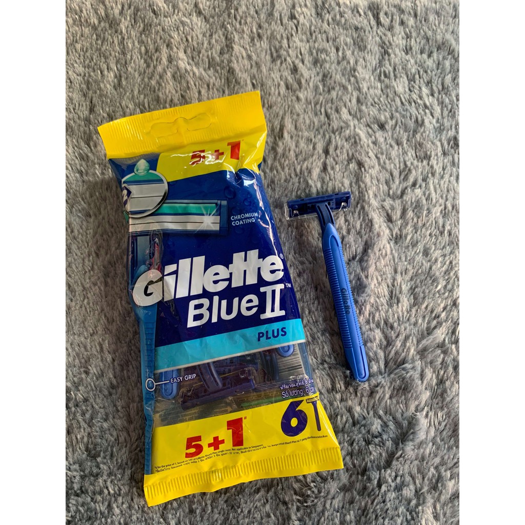 Dao cạo râu cán xanh Gillette Blue II Plus (5 tặng 1 cái/gói) | Shopee ...