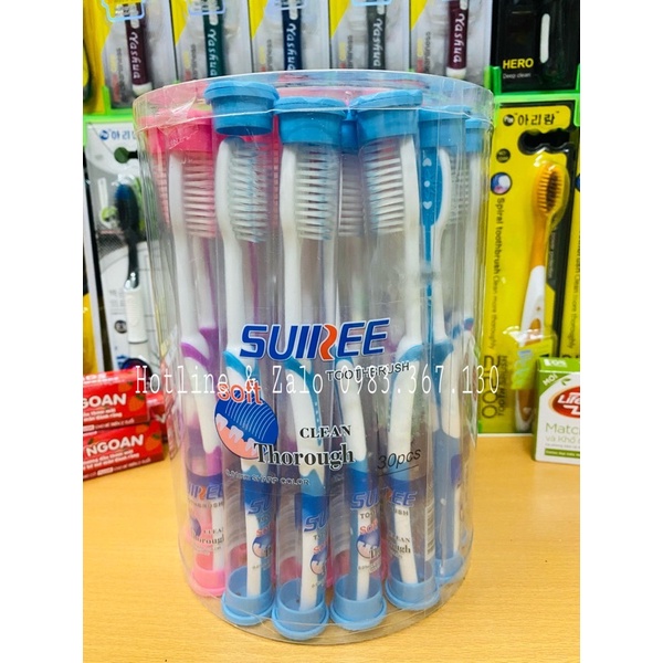 30 Chiếc Bàn chải ống Thái Sunree lông mềm ống tròn MSP 206 - Hộp ...