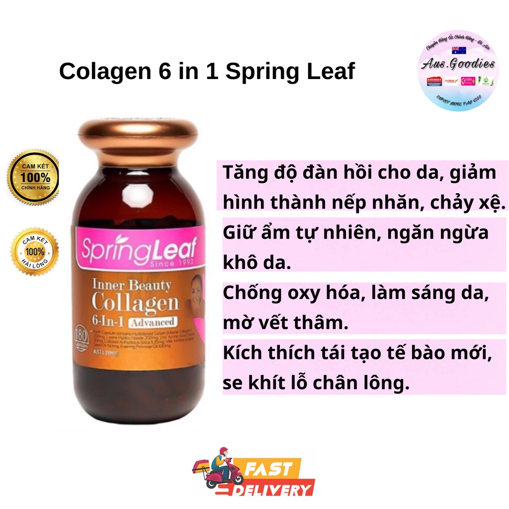 Viên COLLAGEN SPRING LEAF INNER BEAUTY COLLAGEN 6-IN-1, hộp 180 viên ...