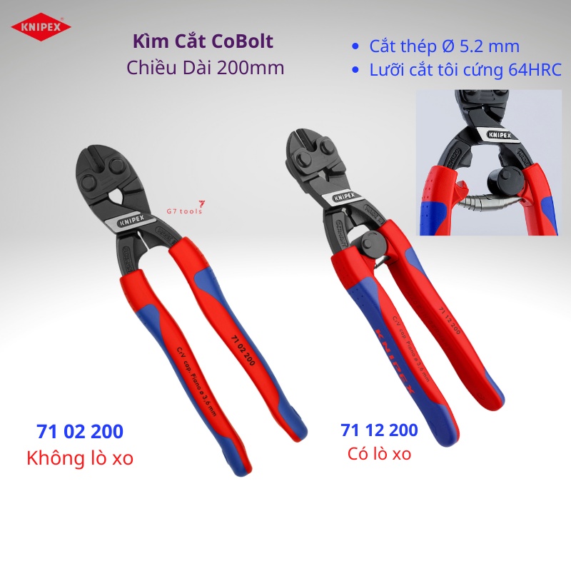 Kìm Knipex CoBolt Lưỡi Cắt 64 HRC Tay Cầm Êm Chiều Dài 200mm - 71 02 ...