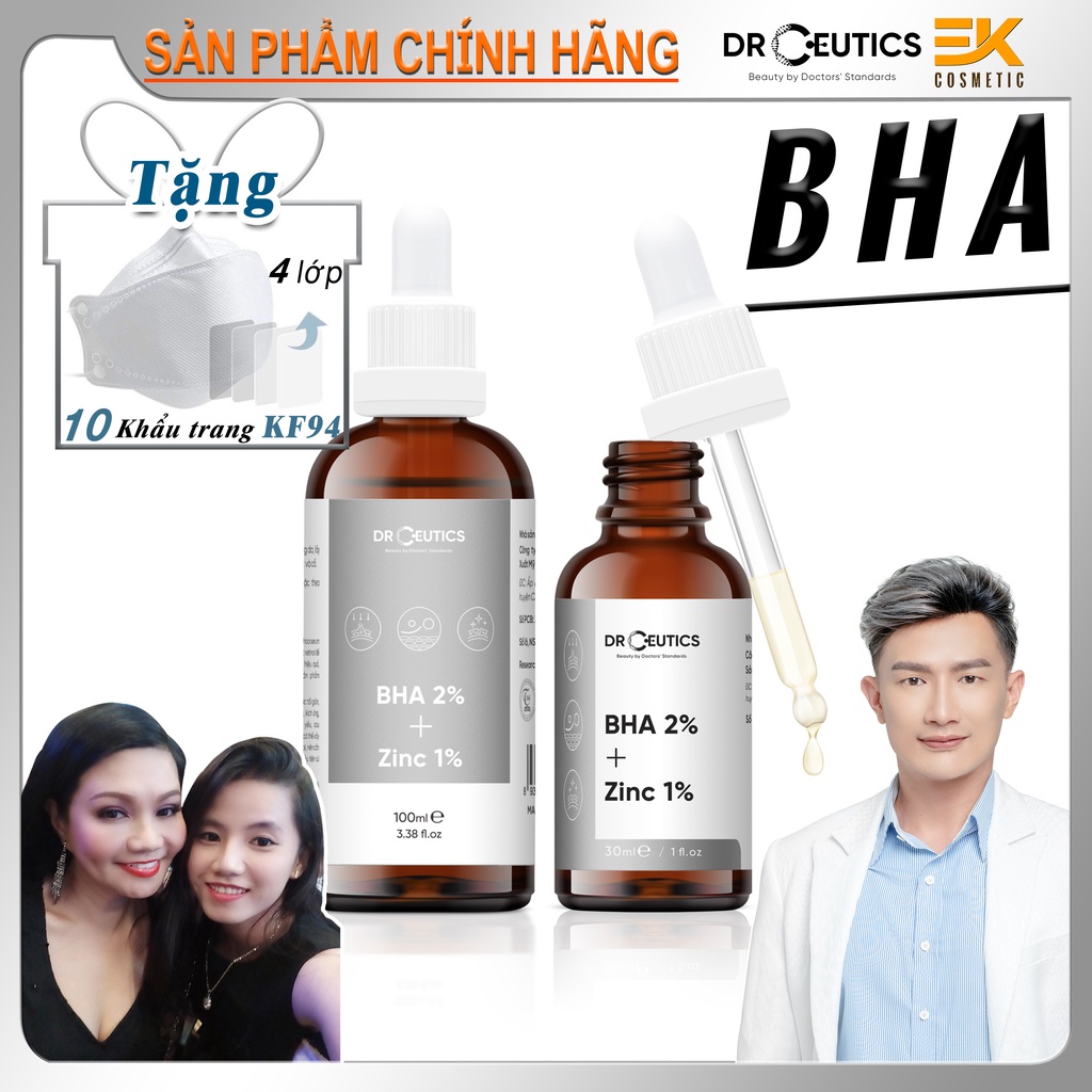 Serum BHA 2% + ZinC 1% DrCeutics Giảm Mụn Và Phục Hồi Da Sau Mụn | Shopee Việt Nam