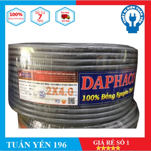 CUỘN DÂY ĐIỆN ĐÔI BỌC XÁM DAPHACO 2x4.0 (100 MÉT)- 100% Lõi Đồng Nguyên Chất | Shopee Việt Nam