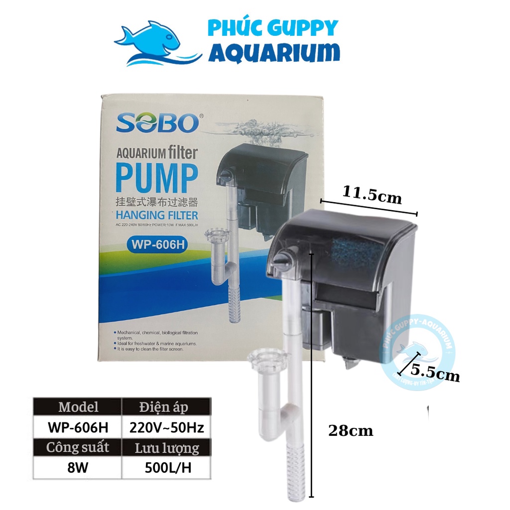 Máy Lọc Thác Hồ Cá SOBO WP-606H (8W-500L/H) | Shopee Việt Nam