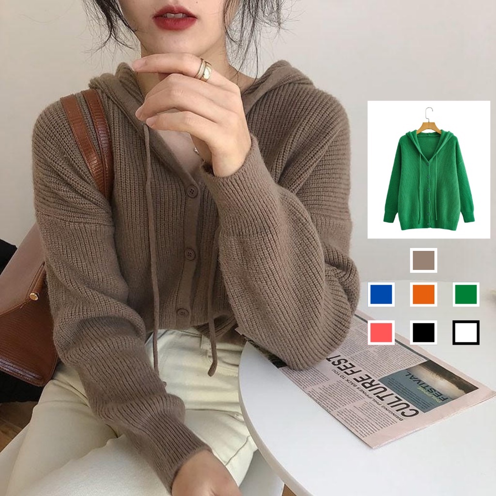 Áo khoác cardigan len có mũ phong cách Hàn Quốc kèm ảnh thật KL01 ...