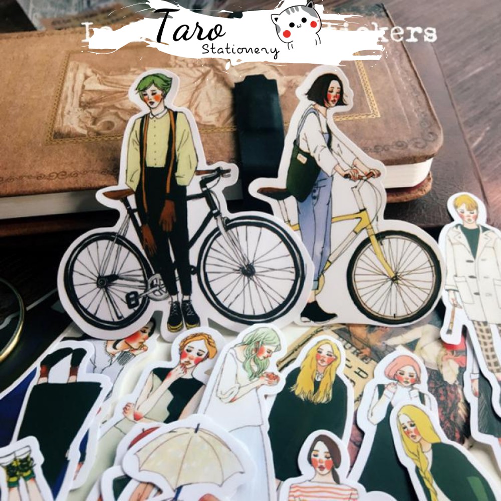 Sticker cô gái Vintage Style trang trí Bullet Journal S11 Taro ...