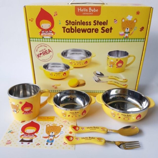 Bộ ăn dặm inox Hello Kitty và Hello bebe chính hãng locknlock | Shopee ...