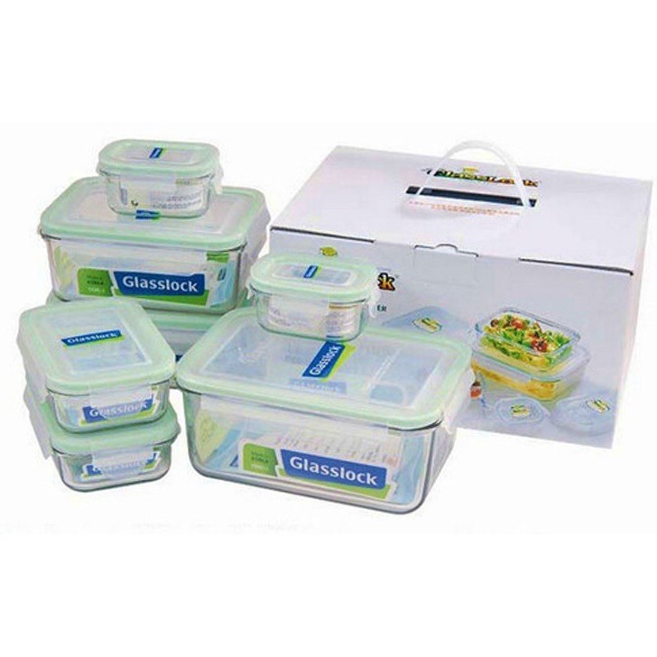 Bộ 7 hộp đựng cơm thủy tinh cường lực GLASSLOCK GL09 | Shopee Việt Nam