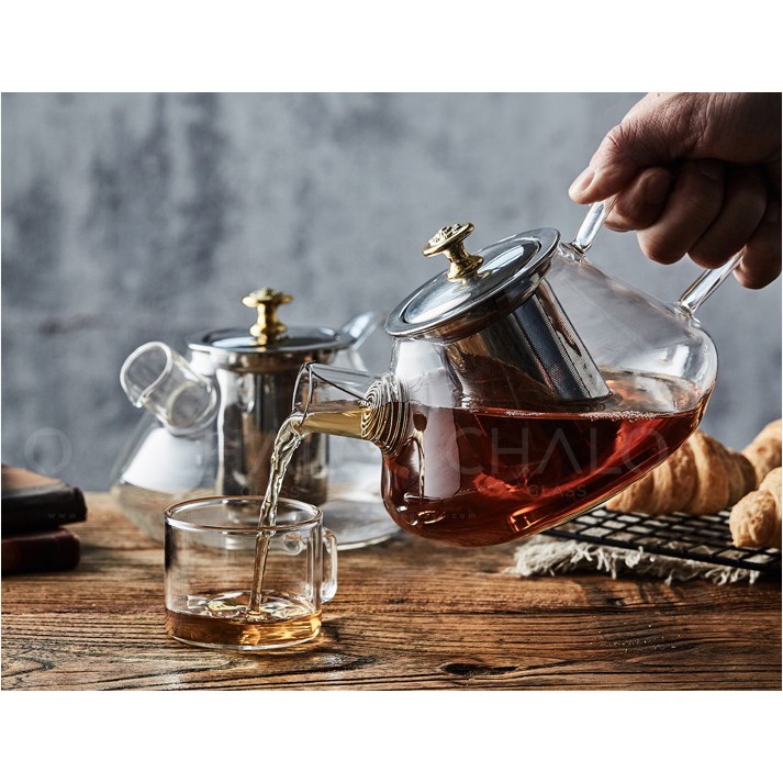 [CHAILO] Bình trà thủy tinh dáng bầu nắp và lọc trà inox 1000ml ...