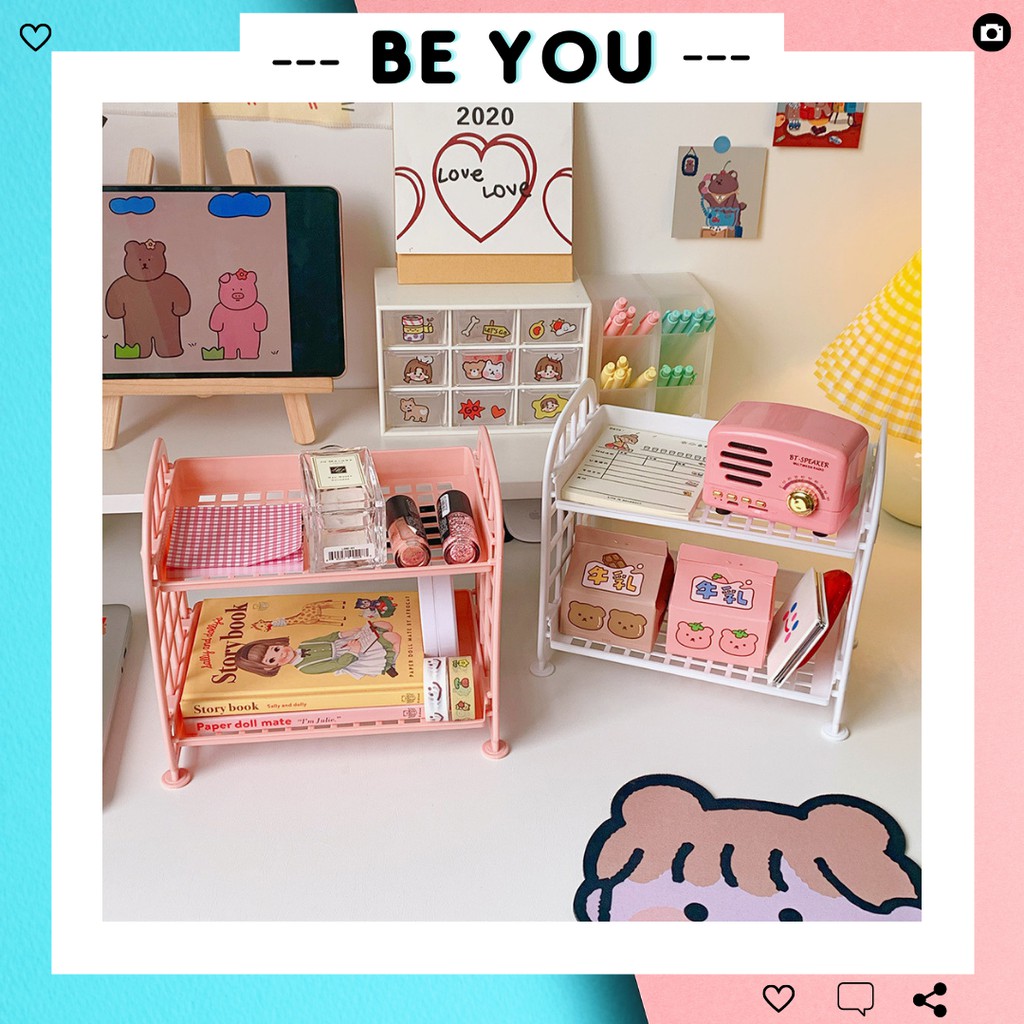 Kệ Nhựa Mini 2 Tầng Mini Đựng Đồ Đa Năng Siêu Xinh, Kệ Đựng Đồ Hàn Quốc ...