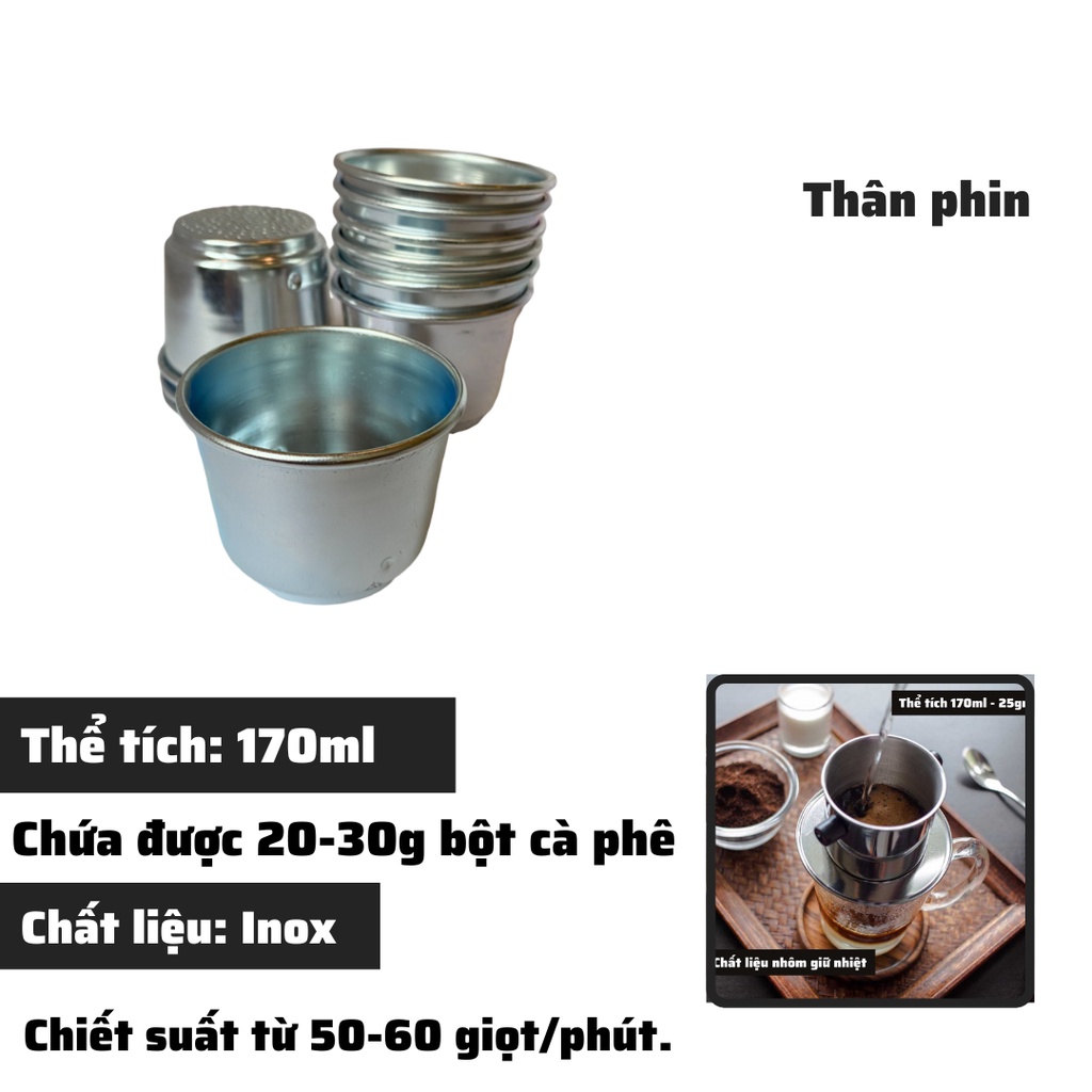 Phin Inox pha cafe nguyên chất cao cấp phin nhôm trung nguyên nắp vặn giữ hương vị đậm đà truyền ...