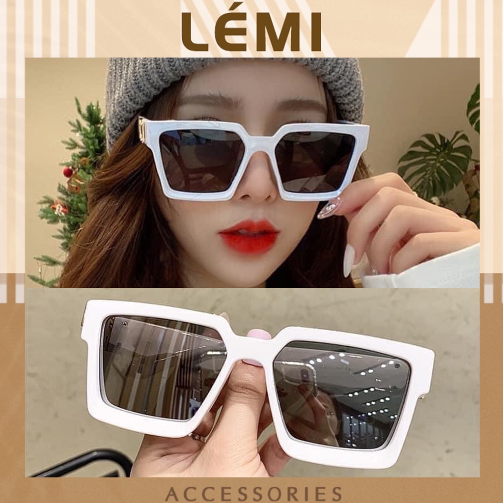 Kính mắt vuông Hàn Quốc Jessica màu trắng Kính dâm nam nữ siêu xinh ...