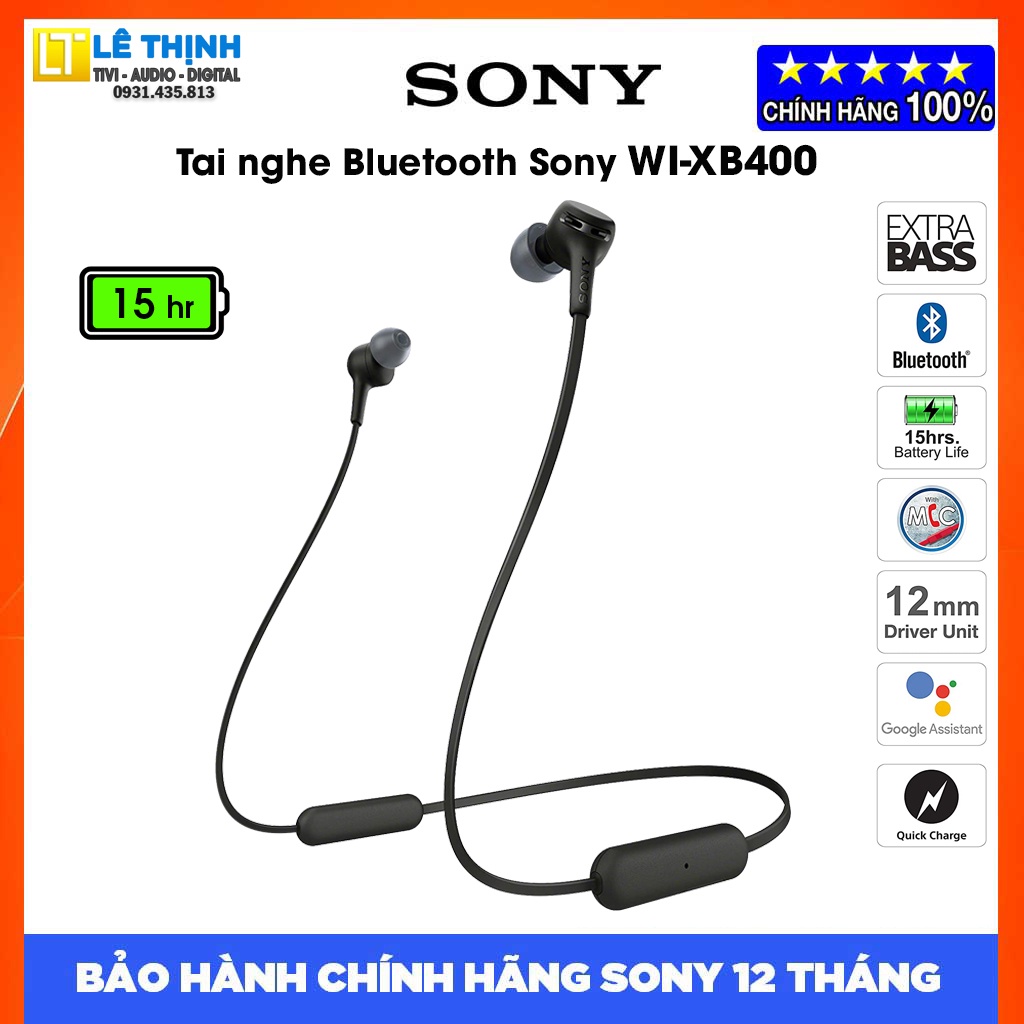 Tai nghe Bluetooth Sony Extra Bass WI-XB400 | Hãng phân phối | Bảo hành ...