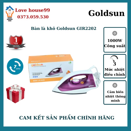 Bàn là khô Goldsun GIR2202 công suất 1000W 3 chế độ điều chỉnh nhiệt bảo hành 12 tháng | Shopee ...