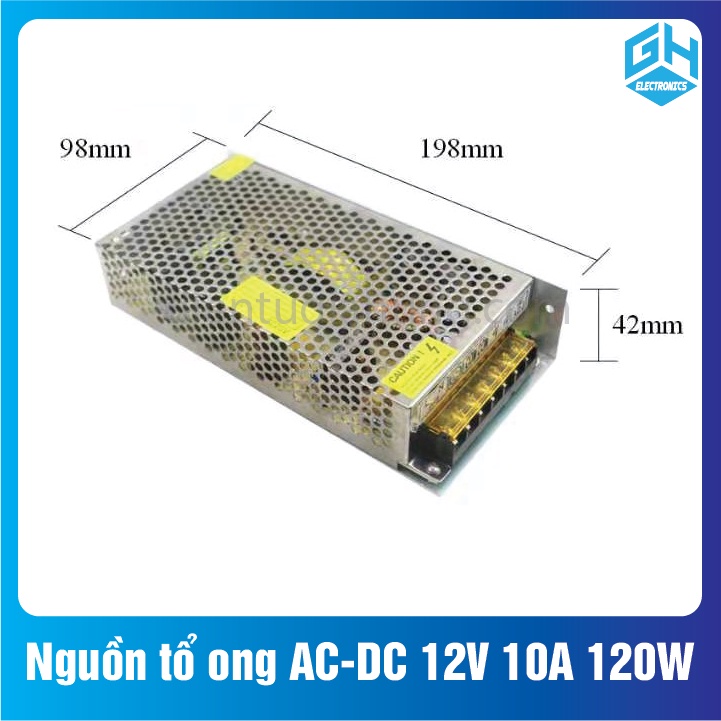 Nguồn tổ ong AC-DC 12V 10A 120W loại có kích thước 98x198x42 mm | Shopee Việt Nam