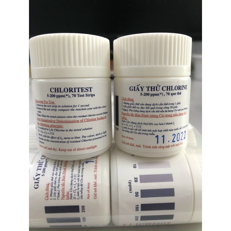 Giấy test chlorine (Clo) 5-200ppm Hộp 105 que thử | Shopee Việt Nam
