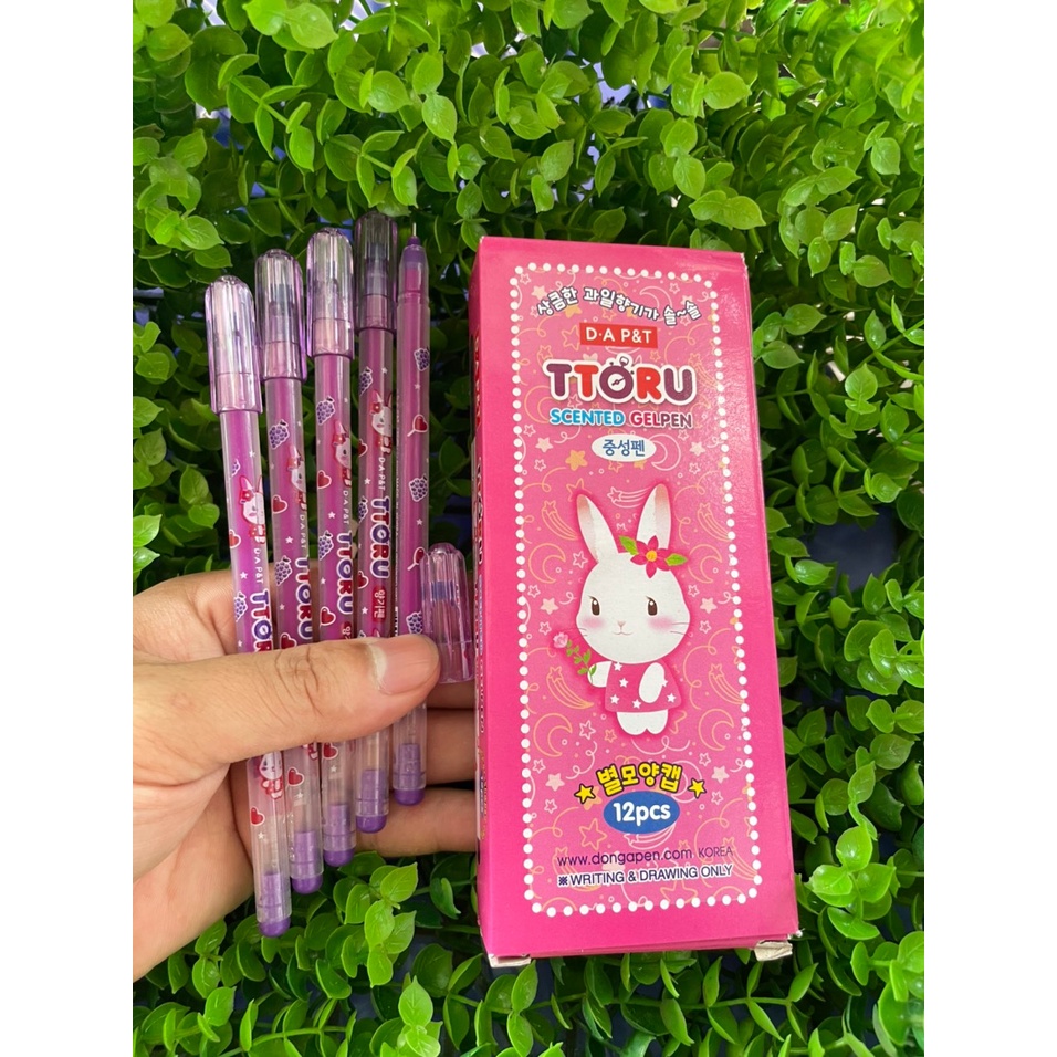 1 Hộp 12 Cây Bút Mực Gel Tím TTORU - Bút Nho Thỏ - Bút Mực Thơm Hàn ...