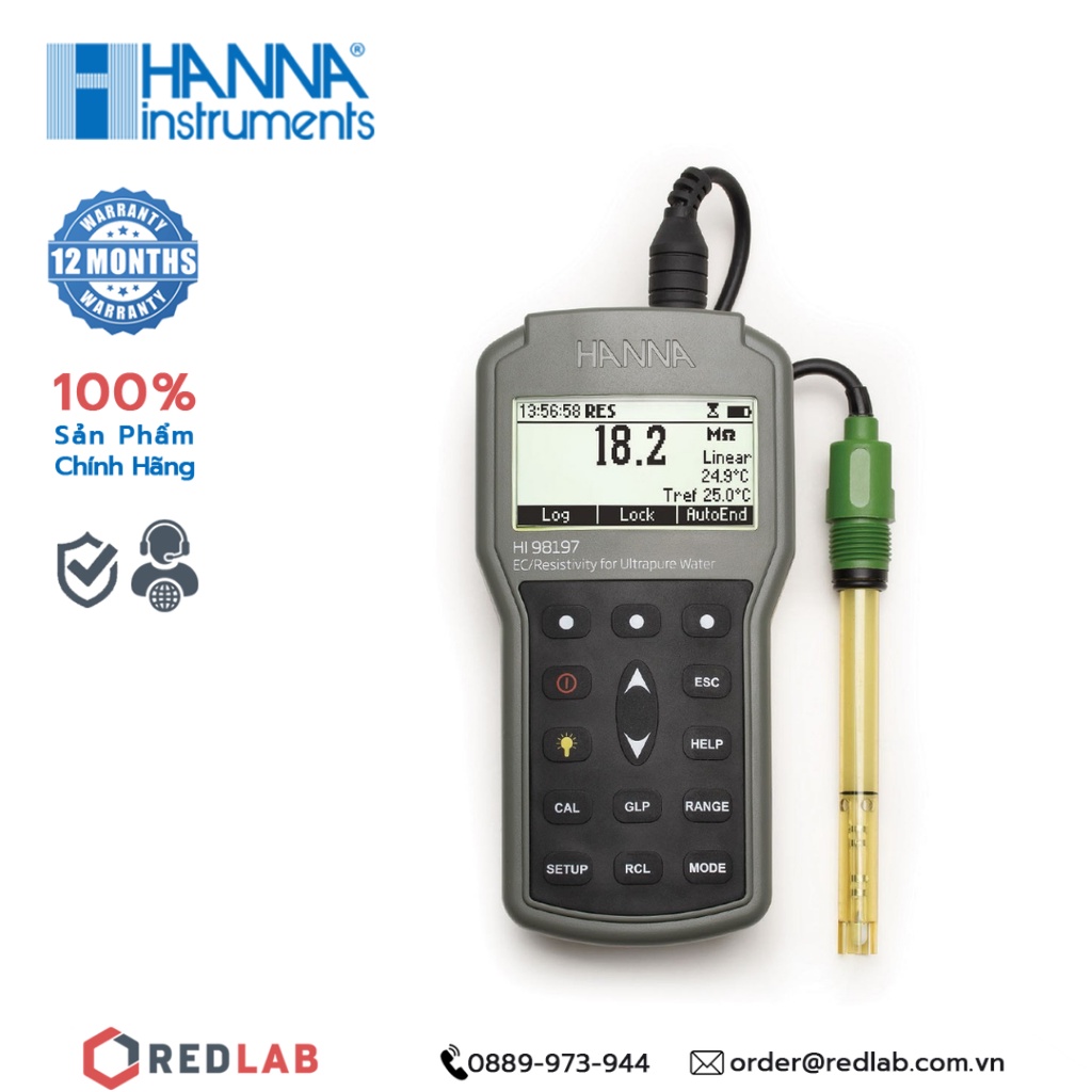 Máy Đo EC/TDS/Trở Kháng/Độ Mặn Đặc Biệt Cho Nước Siêu Tinh Khiết Hanna ...