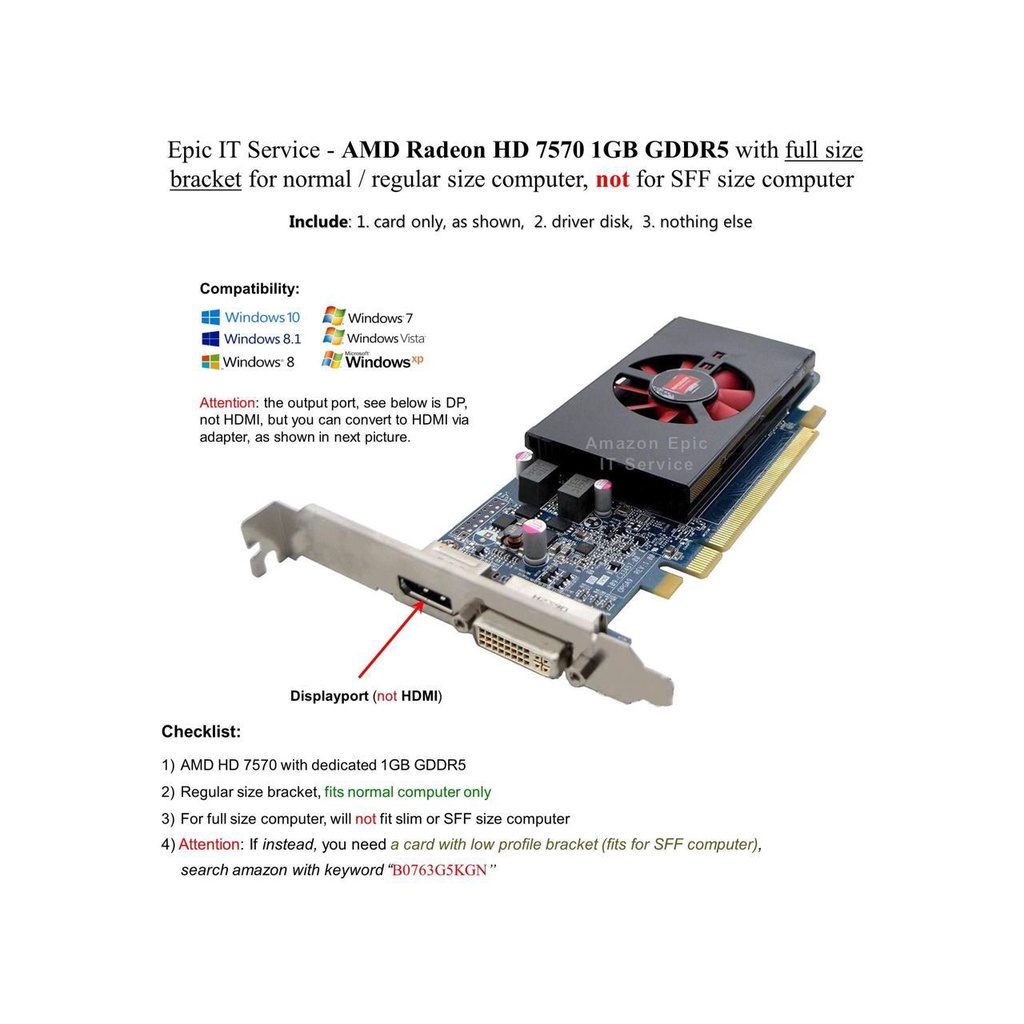 CARD MÀN HÌNH AMD RADEON 7570 1GB DR5 128BIT, chơi full đc nhiều loại ...