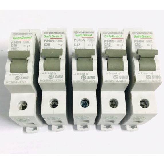 Cầu dao tự động, CB Tép 1 Pha 6A,10A,16A,20A,25A,32A,40A,50A,63A Sino Vanlock - Ps45N/C10- Hàng ...