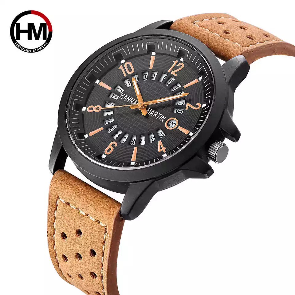 Đồng hồ nam HANNAH MARTIN HM-1601 dây da trẻ trung | Shopee Việt Nam