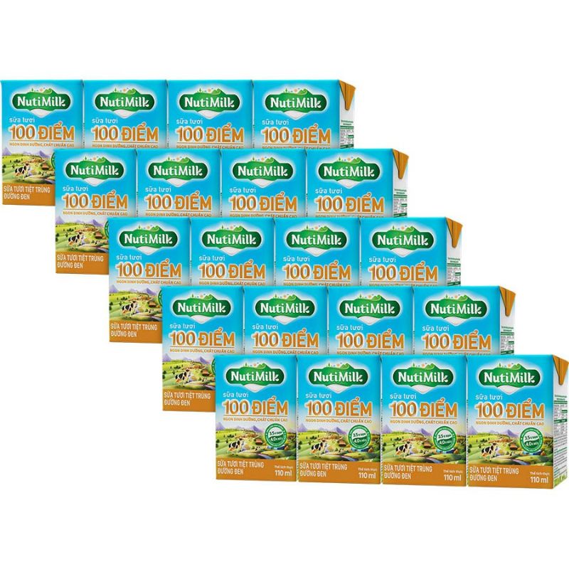 Sữa tươi đường đen NutiMilk lốc 4 hộp 110ml | Shopee Việt Nam