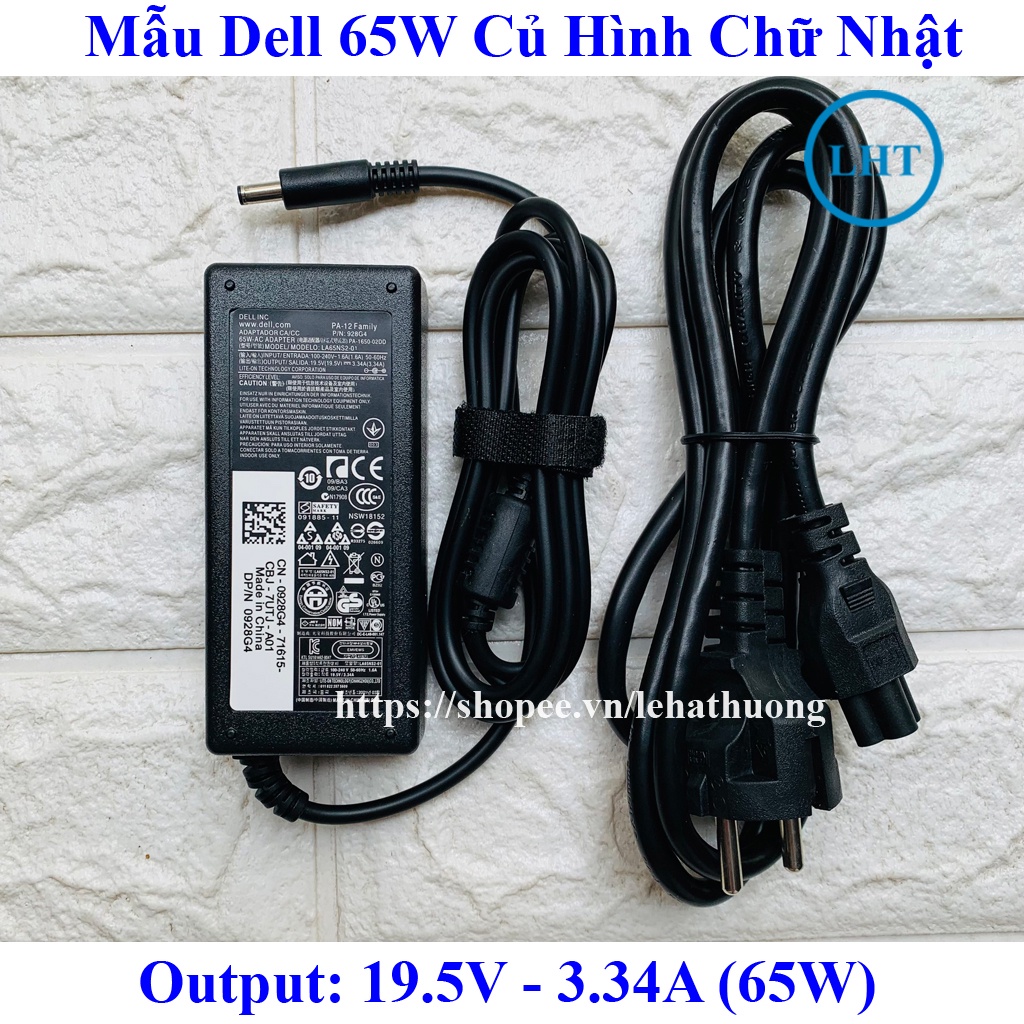 Sạc Laptop Dell Oval 65W - 19.5V - 3.34A - Đầu kim nhỏ 4.5*3.0mm DELL ...