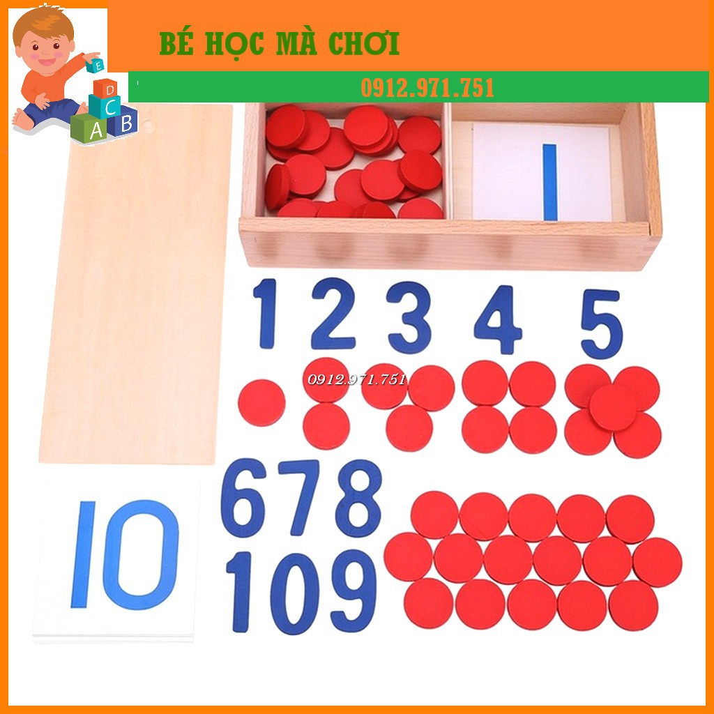 Giáo cụ Montessori - Thẻ số và đếm số (Number Cards & Counters ...