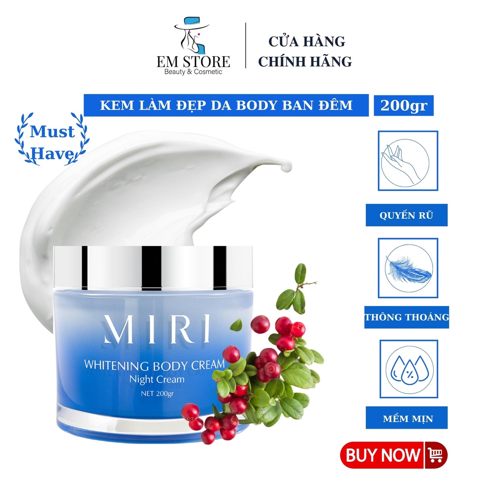 Kem Body Dưỡng Ẩm Trắng Da MIRI BDN Ban Đêm Whitening Body Cream Night ...