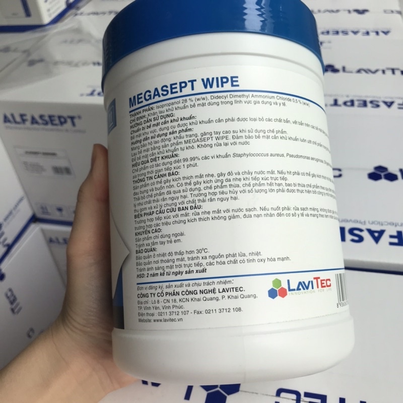 Khăn lau khử khuẩn bề mặt MEGASEPT WIPE dùng trong lĩnh vực gia dụng và ...