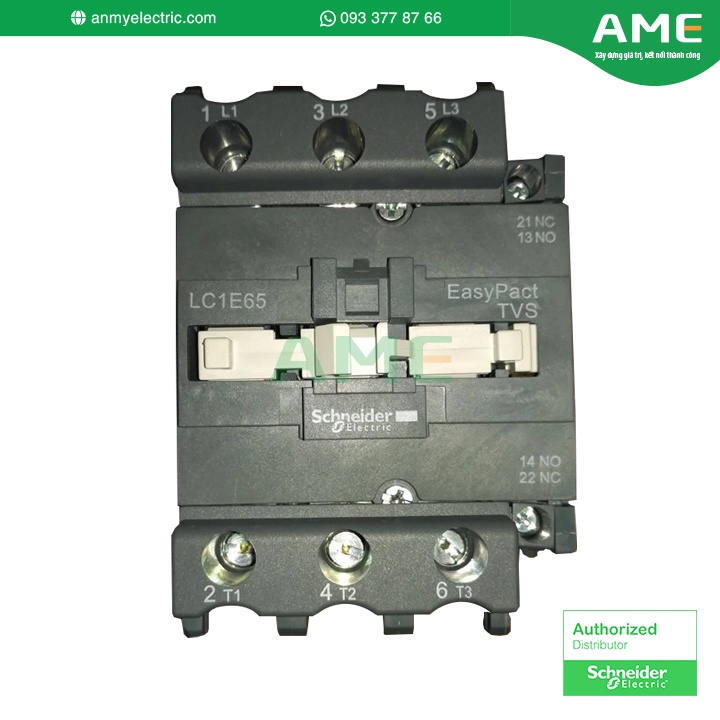 Khởi động từ có cầu đấu nối bằng ốc vít 3 pha 65A SCHNEIDER điện áp ...