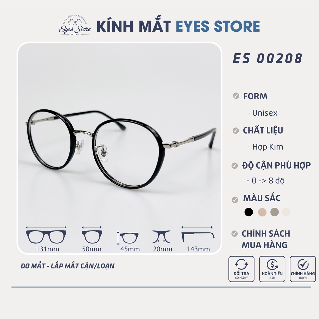 Gọng Kính Cận Nam Nữ EYESSTORE 00208 - Hợp Kim | Shopee Việt Nam