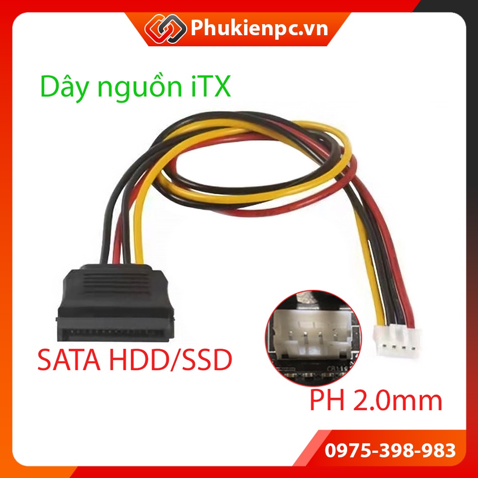 Cáp nguồn ổ cứng iTX PH2.0mm sang SATA HDD SSD SATA, Mini PC, Tiny PC ...