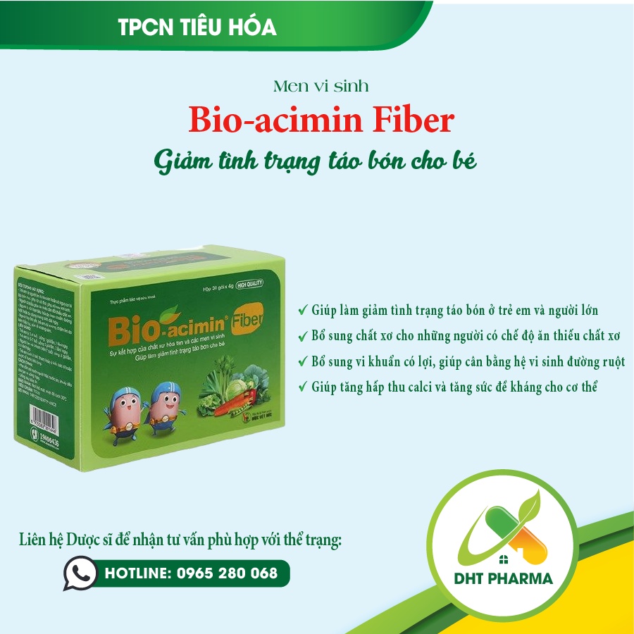Men vi sinh Bio-acimin Fiber giảm tình trạng táo bón cho bé (Hộp 30 gói ...