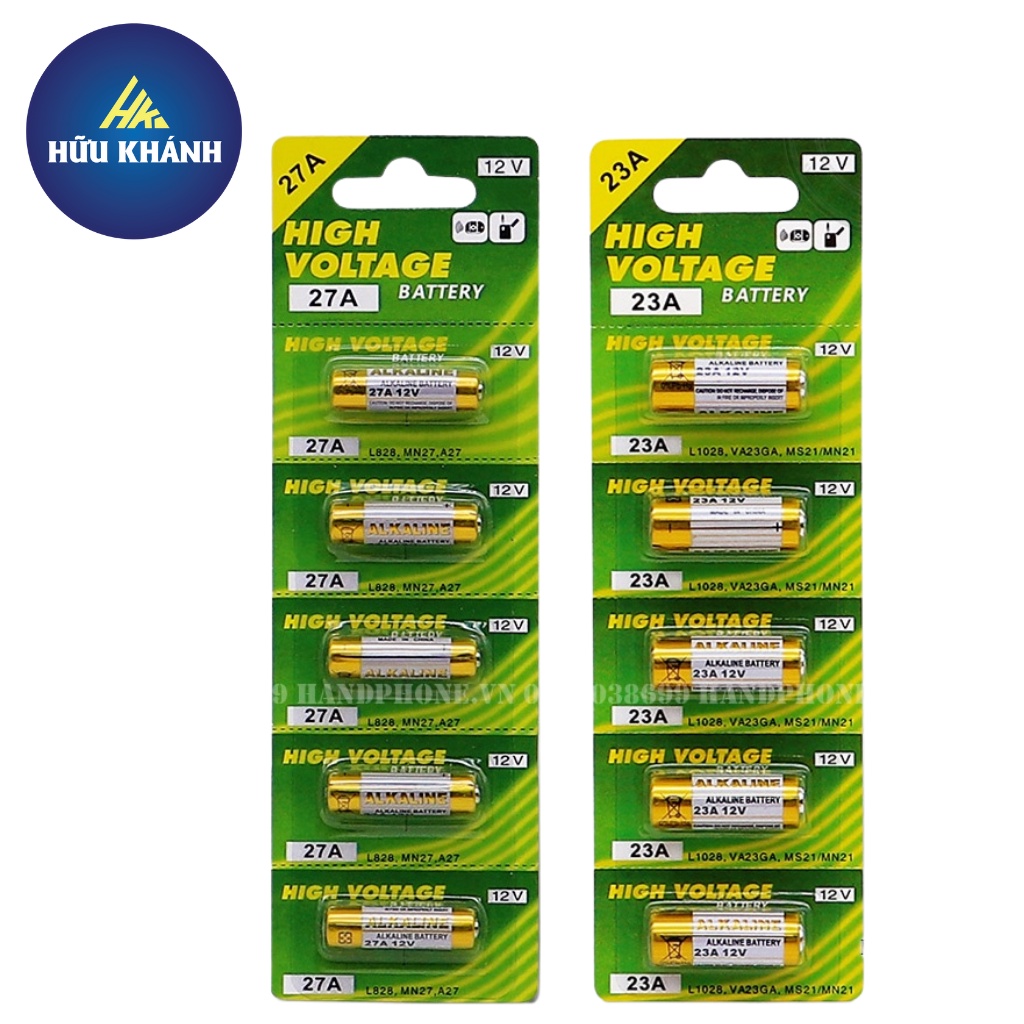 1 vỉ 5 viên pin ALKALINE 23A 27A 12V Pin điện áp cao cho Chìa khóa điện, điều khiển cửa cuốn ...