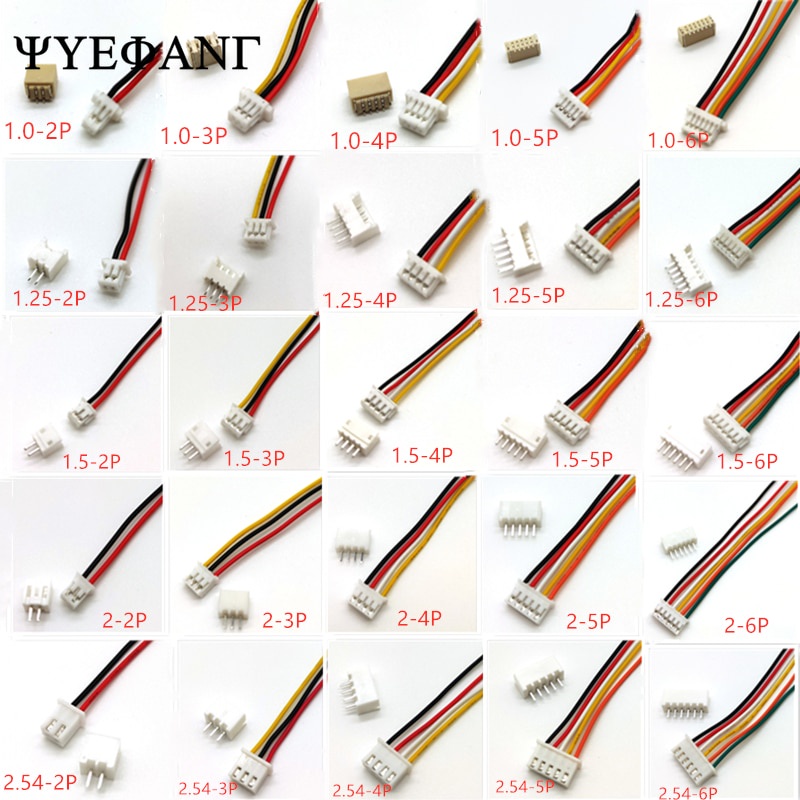 10 Bộ SH 1.0mm JST 1.25mm ZH 1.5mm PH 2.0 XH 2.54mm 2Pin / 3 / 4 / 5 / 6 / 7 / 8 / 10P Đầu nối ...