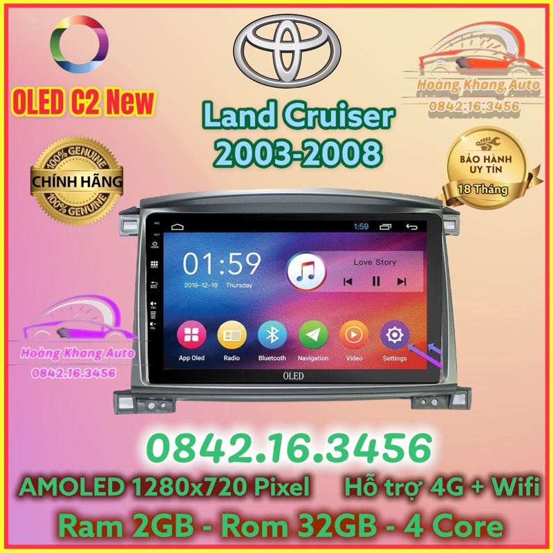 Màn hình Android OLED C2 New theo Land cruiser 2003 - 2008. 9 inch Kèm ...