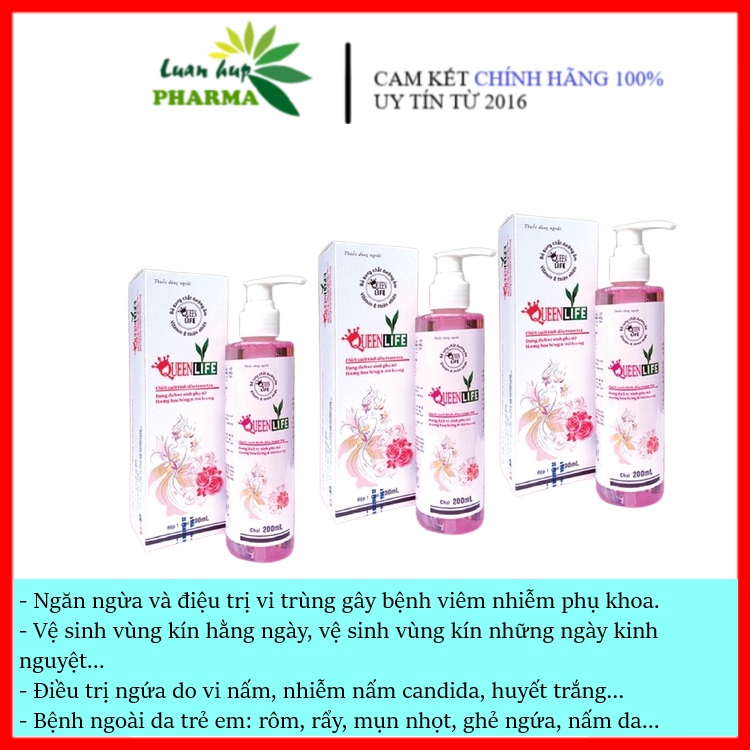 Dung dịch rửa phụ khoa QUEEN LIFE USP 200ml dạng vòi - Ngăn ngừa vi khuẩn, nấm ngứa vùng kín ...